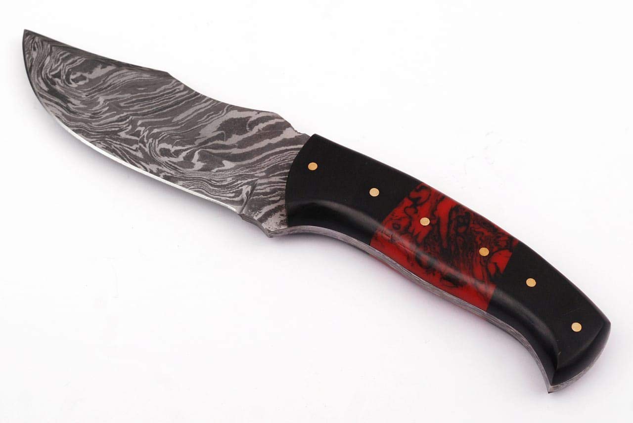 Grace Knives Handmade Damascus Steel Hunting Knife 8.5 Inches Camping Knife Full Tang Fixed Blade with Leather Sheath G-09L