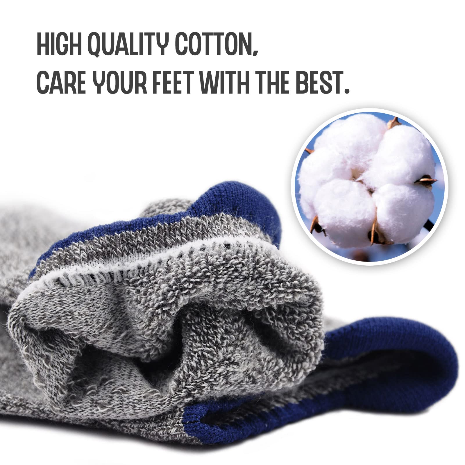 Hellomamma Mens Hiking Socks Athletic Running Ankle Sock Thick Cushion Boot Cotton Socks for Cycling Trekking 5 Pairs