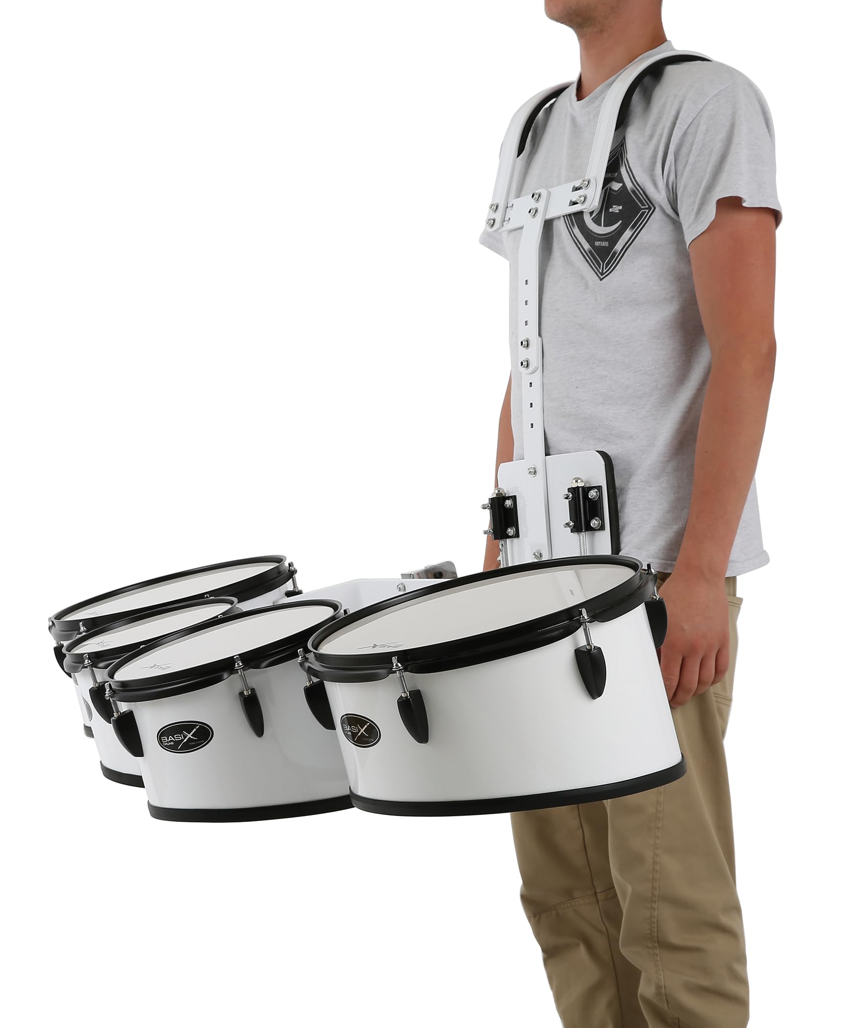 GEWApure Marching Quad Tom Set, Black,White, 8 x 8/10 x 8/12 x 8/13 x 8-Inch (F893210)
