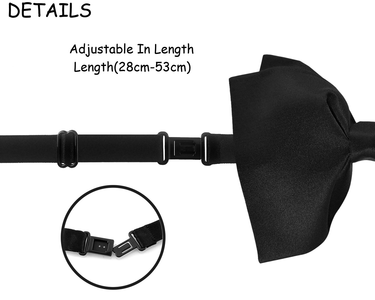 GUUNIEE Mens 100% Satin Silk Oversized Pre-tied Bowtie Formal Tuxedo Big Bow Ties (Black)