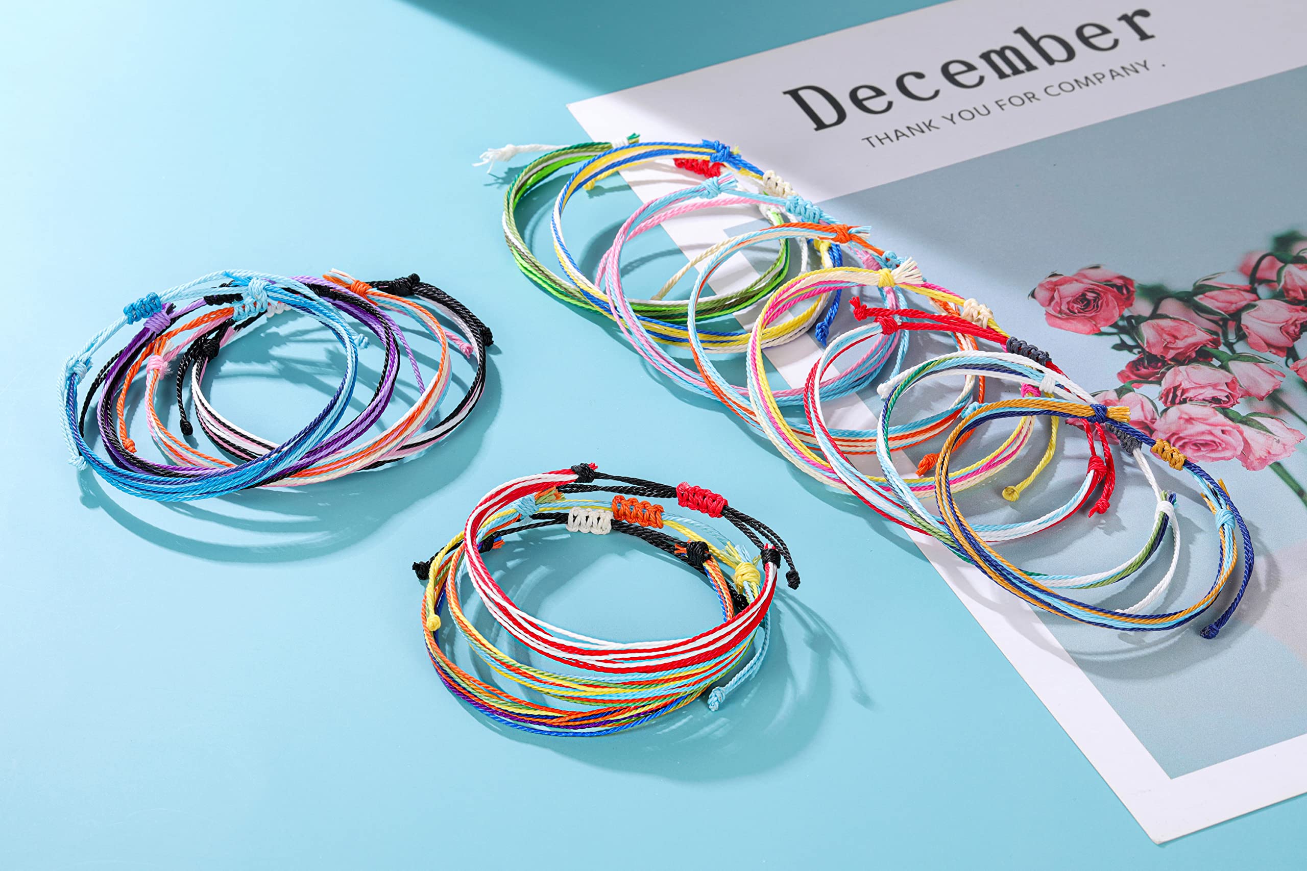 Jovivi 15 Pieces Surfer Wave Friendship Bracelets Set Handmade Waterproof Adjustable Braided Strand String Bracelets Anklets Boho Jewelry for Women