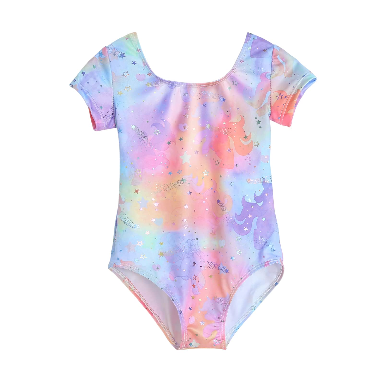 Girls Ballet gymnastic Leotards with Shorts Unicorn Star Print (6 years)