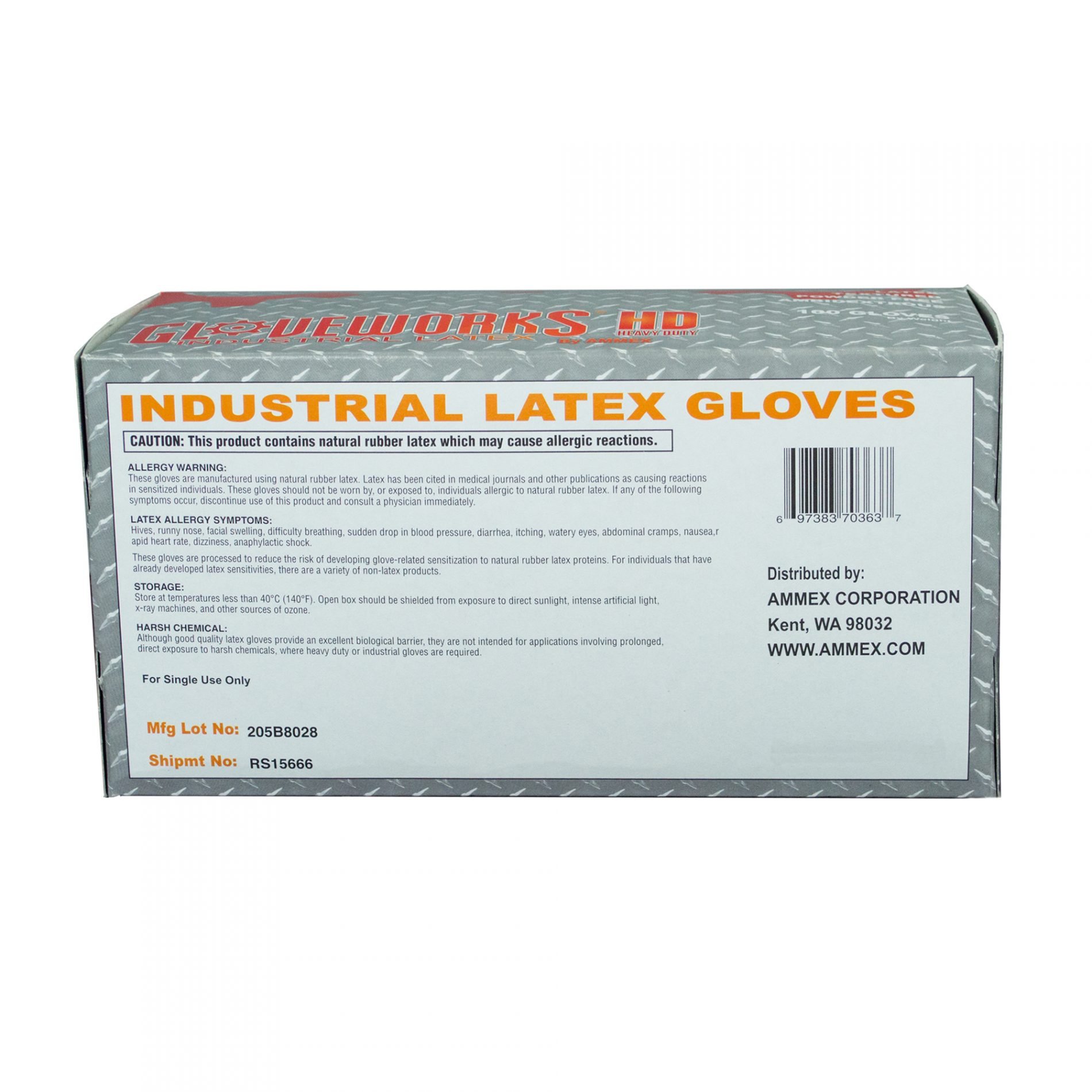 GLOVEWORKS HD Industrial Ivory Latex Gloves, Case of 1000, 8 Mil, Size Small, Powder Free, Textured, Disposable, ILHD42100