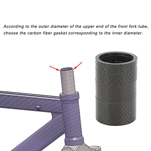 Kadimendium Bike Stem Spacers, 28.6mm ID Bicycle Front Fork Washer Carbon Fiber Light Weight Accurate for Road Bicycles