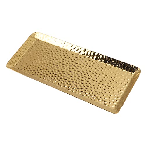 Serving Platter, Elegant Pastry Serving Tray Hammered Dishwasher Safe for Restaurant (Gold)