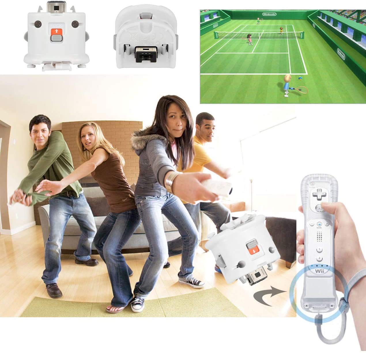 GIRIAITUS Wii Motion Plus Adapter - External Wii Motion Plus Attachment Sensor Controller (White 1 pcs)