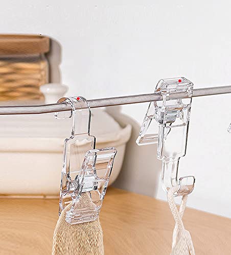 YEBIAO Laundry Hooks with Clips,Acrylic Clothes Pins,Acrylic Hooks with Clips,Bathroom Organizer Hook Multi-Purpose Clips