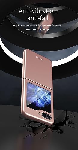 YJZSKRXFAK Case for Samsung Galaxy Z Flip5 5G 2023, Ultra Thin Slim Fit Elegant Business Smooth Cover Protective Cover Case for Galaxy Z Flip 5-Rose Gold
