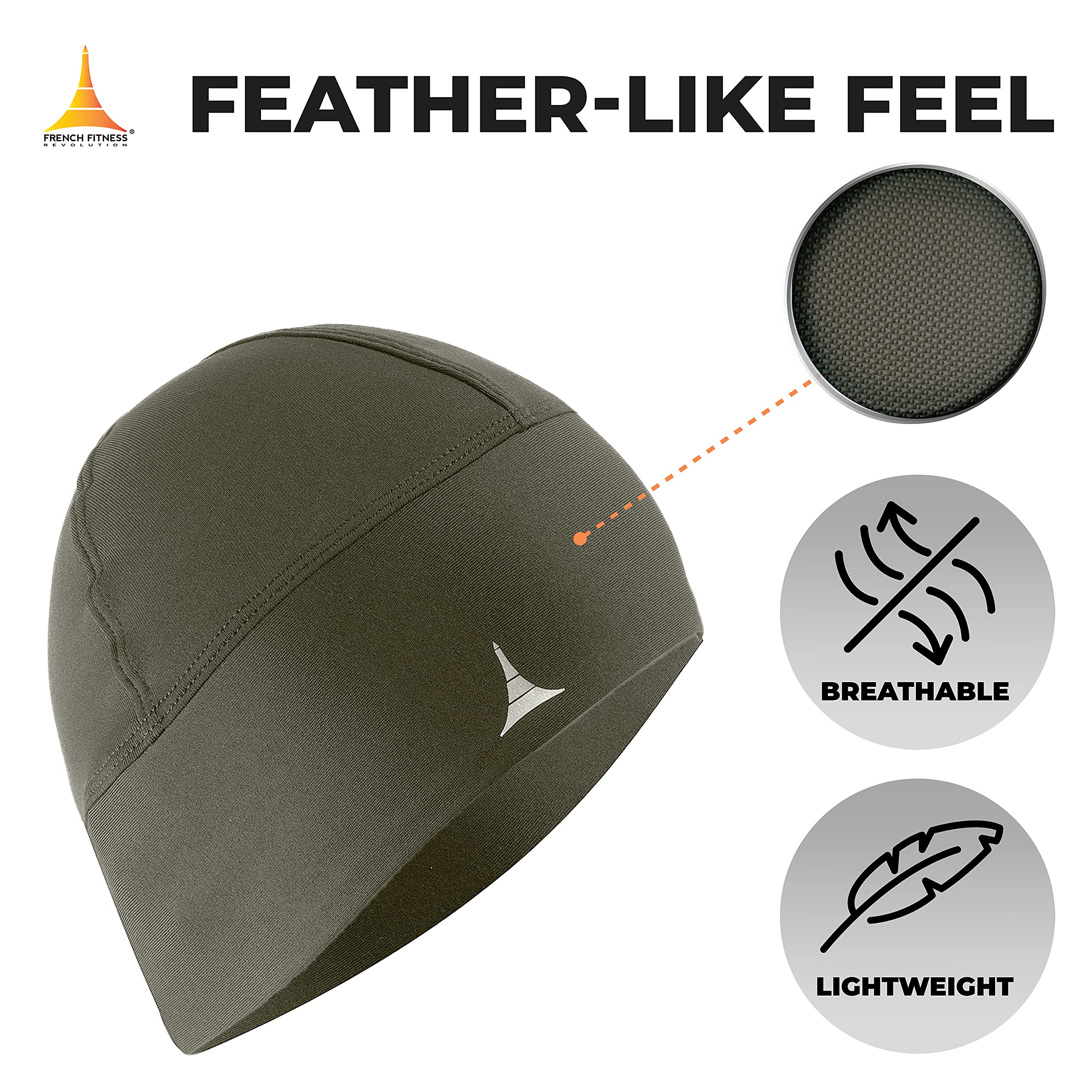 Helmet Liner Sweat Wicking Skull Cap Beanie. Ultimate Performance Moisture Wicking. Fits Under Helmets Khaki