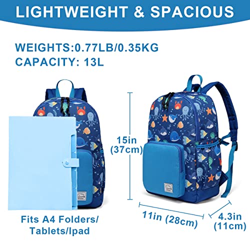 VASCHY Kids backpacks, Cute Lightweight Water Resistant Preschool Backpack for Boys and Girls Ocean Animals