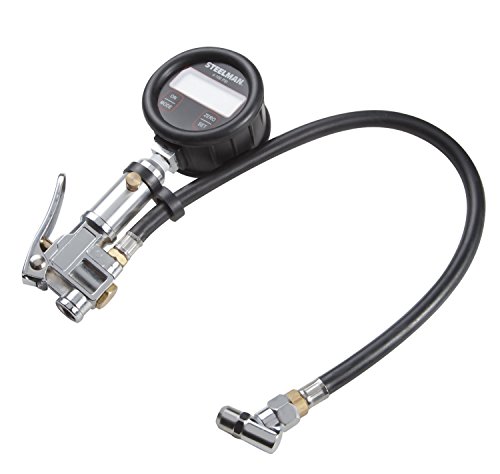 Steelman High Accuracy Digital Gauge Tire Inflator, 0-100 psi, Easy-Read LCD Screen, Temperature/Pressure Compensation and Peak/Valley/Track Pressure Modes, Measures in psi, Bar, kPa, or kg(f)/cm2