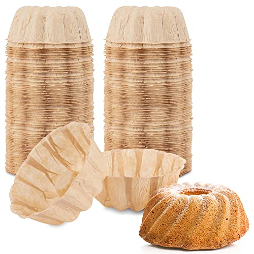 Stock Your Home Mini Fluted Tube Pan for Baking (25 Pack) Disposable Paper Cake Pans for Baking Nonstick Paper Molds for Baking Mini Angel Food Cake, Pie, Scone, Pineapple Pound Cakes