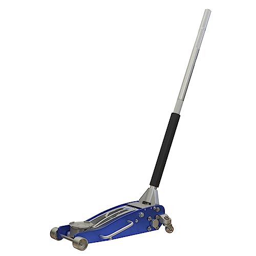 Yellow Jacket AS815008L Hydraulic Low Profile Aluminum and Steel Racing Floor Jack with Dual Piston Quick Lift Pump, 1.5 Ton (3,000 lb) Capacity, Blue