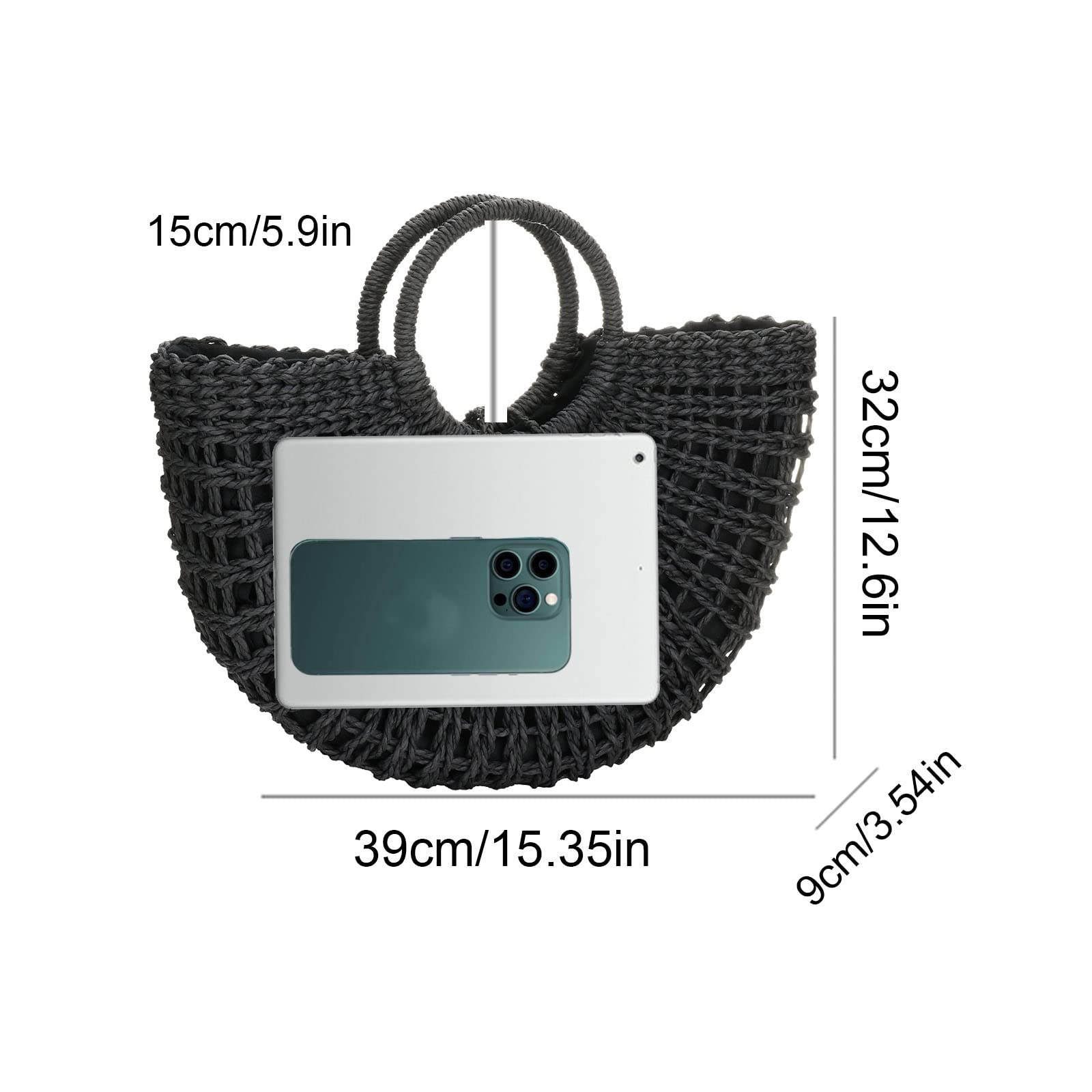 Gets Handwoven Round Straw Rattan Bag Summer Beach Handbag for Women