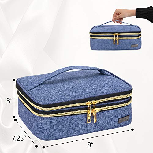Teamoy Travel Makeup Brush Organizer, Cosmetic Brushes Bag Case with Compartment for Brushes and Beauty Essentials, Blue