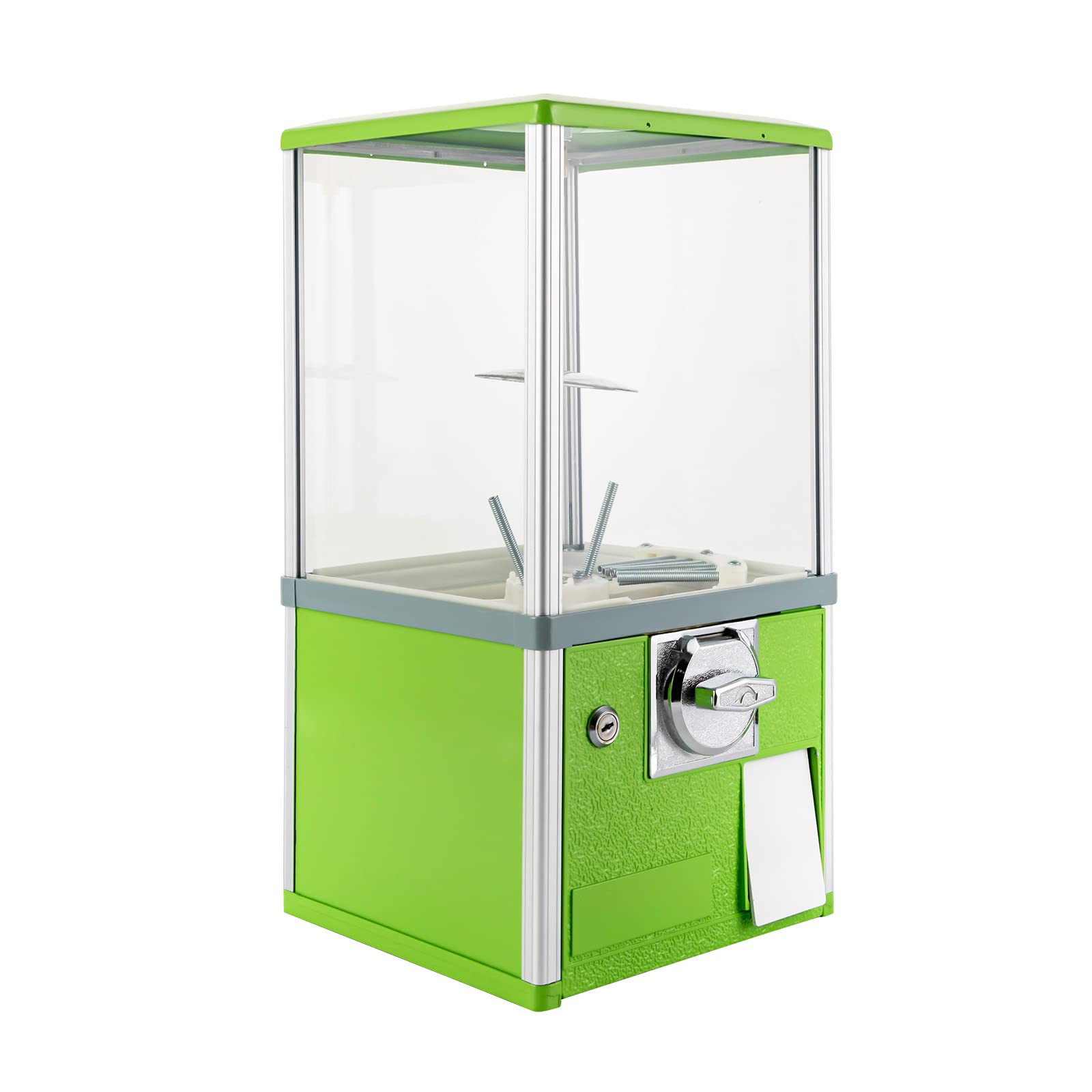Green Vending Machine with Lock, Candy Gumball Machine, Large exit with Baffle, Suitable for 1.77-1.97 inches of Capsule, for Retail Stores, Game Stores, Park