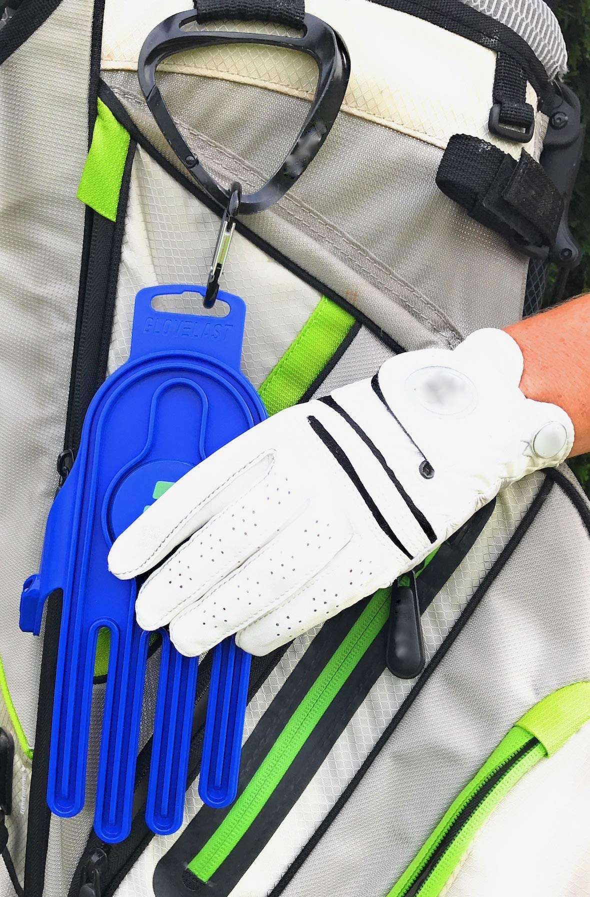 Glovelast - Extended Golf Glove Performance - Glove Accessory - Put an End to Crinkly Stiff Golf Gloves - Includes Golf Bag Carabiner Clip - Blue Right Hand