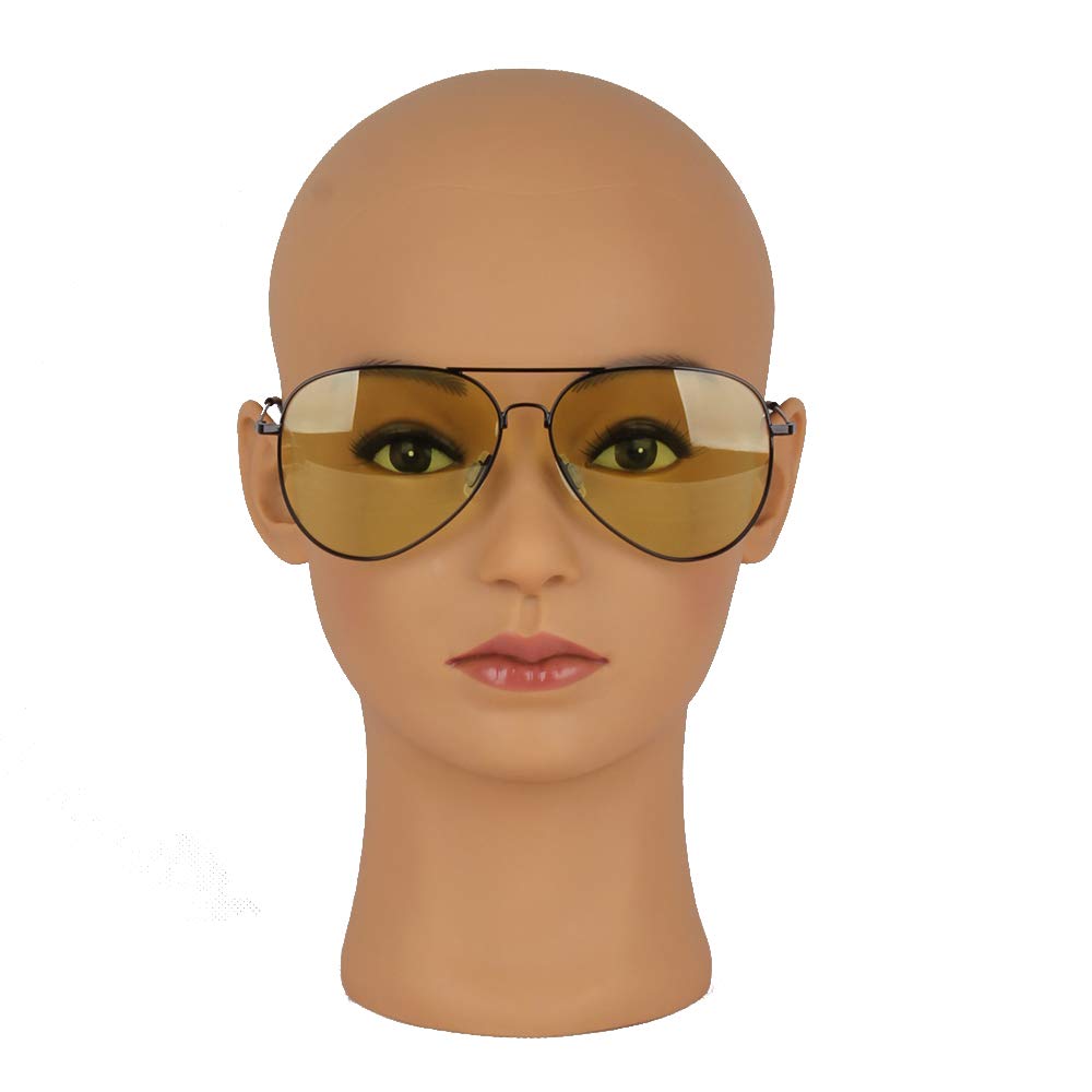 HAIRWAY Female Bald Mannequin Head Professional Cosmetology Face Makeup Doll Head for Wig Making Display Hats Eyeglasses Wig Head with T Pins (Light Brown 21.5 Inch)
