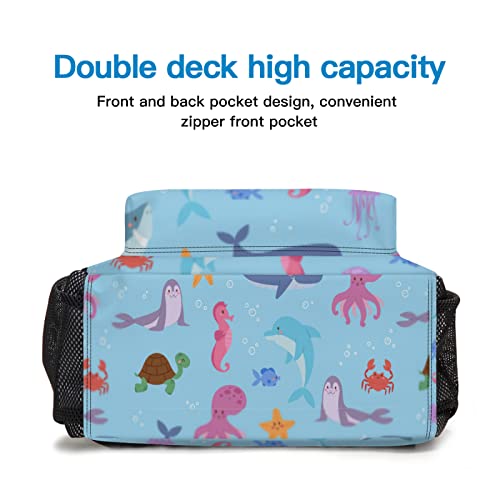 wnlnfdp Custom Backpack for Girl Boy, Personalized Backpacks whit Name, Customized Ocean World Bookbag for Gift, Casual Travel Laptop Backpack -12in