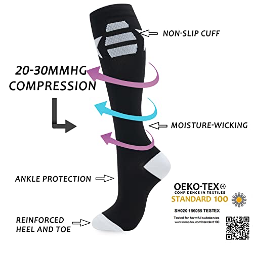 hello momoya Compression Socks for Women Men Knee High Support Socks 8 Pairs Pregnancy, Nurses, Running, Flying, Athletic