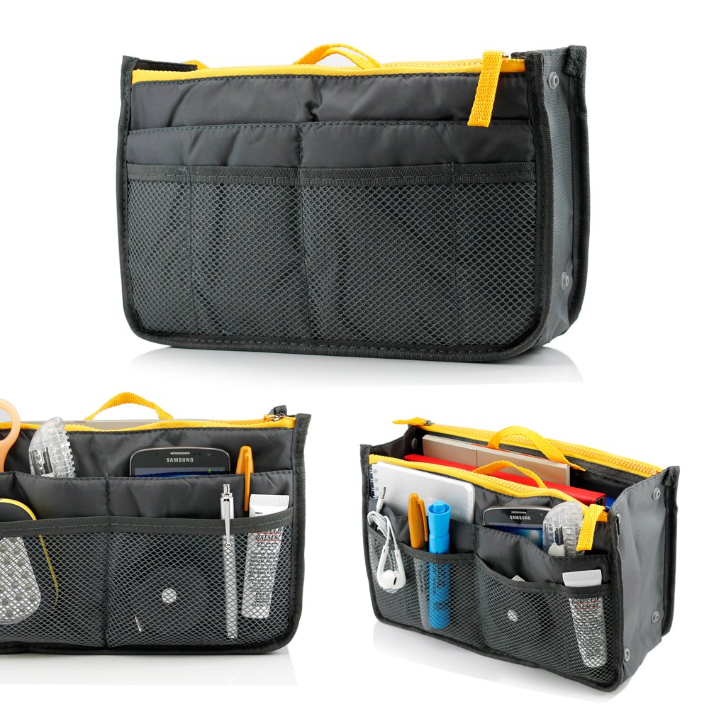 GEARONIC TM Lady Women Travel Insert Organizer Compartment Bag Handbag Purse Large Liner Tidy Bag- Orange