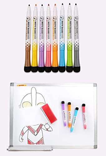 YES4QUALITY Magnetic Dry Erase Markers with Eraser Cap - 8 Pack, Fine Tip, Low Odor - White Board Markers Perfect for Dry Erase Whiteboards in the Office, Classroom or at Home