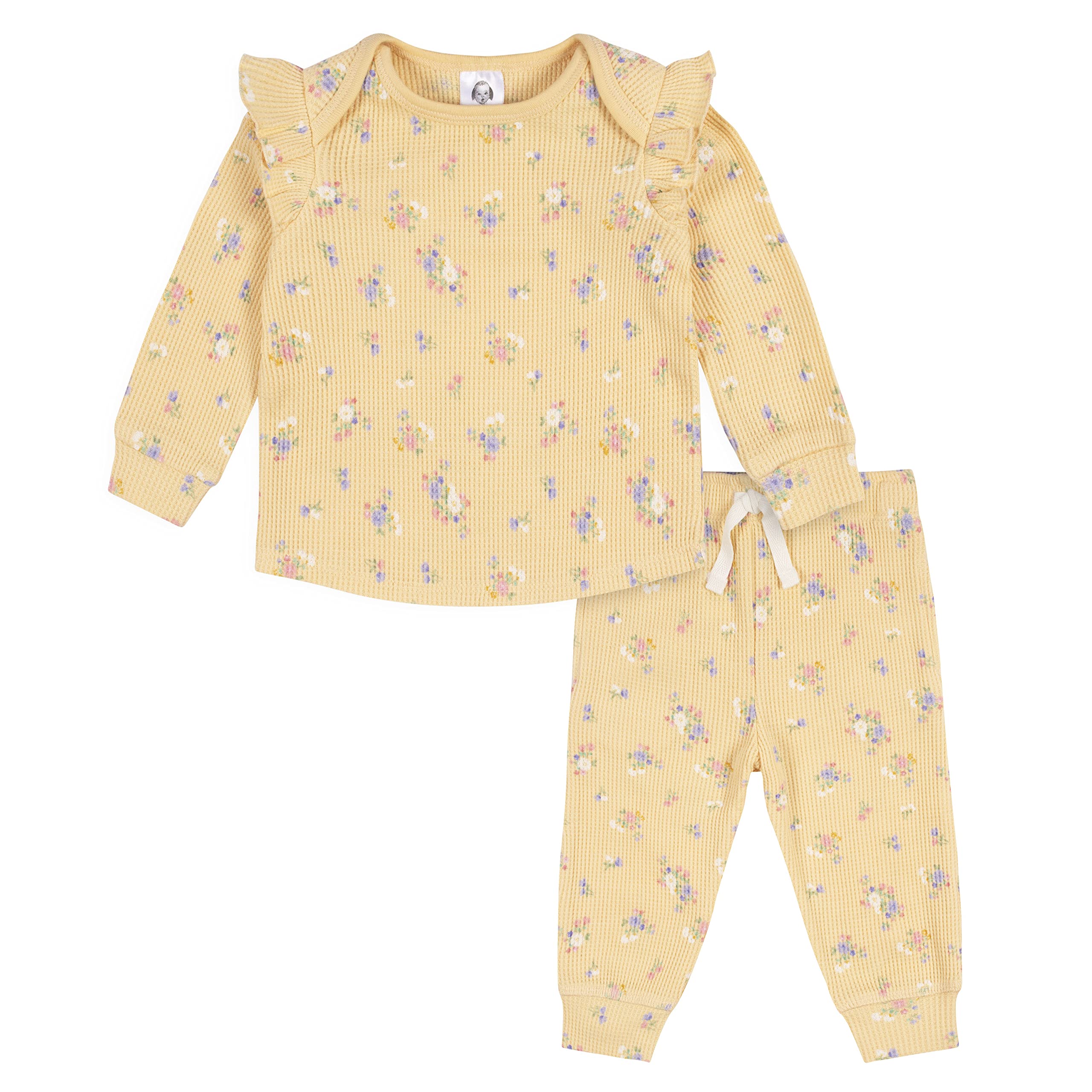 Gerber Baby Girls 2-Piece Long Sleeve Tee & Pull-On Jogger Set, Pink, 3-6 Months