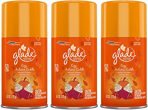 Glade Automatic Spray Refill - Limited Edition - Winter Collection 2017 - Cozy Autumn Cuddle - Net Wt. 6.2 OZ (175 g) Per Refill Can - Pack of 3 Refill Cans