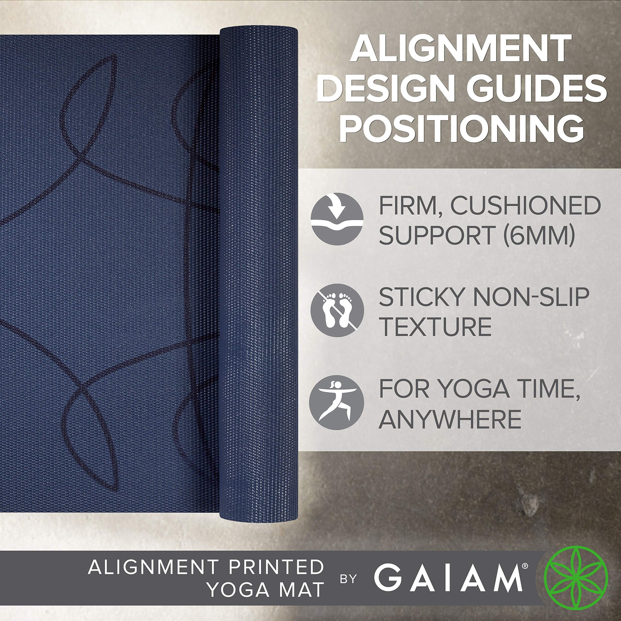 Gaiam Premium Print Yoga Mat, Marrakesh, 68"L x 24"W x 6mm Thick