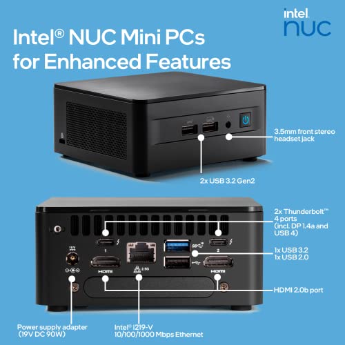 Intel NUC 12 NUC12WSHi7 Wall Street Canyon Mini Computer 12th Gen Core i7-1260P, 12 Cores(4P+8E), 16 Threads, 18MB Smart Cache, Iris Xe Graphics,16GB RAM, 1TB PCIe SSD, Win 10 Pro