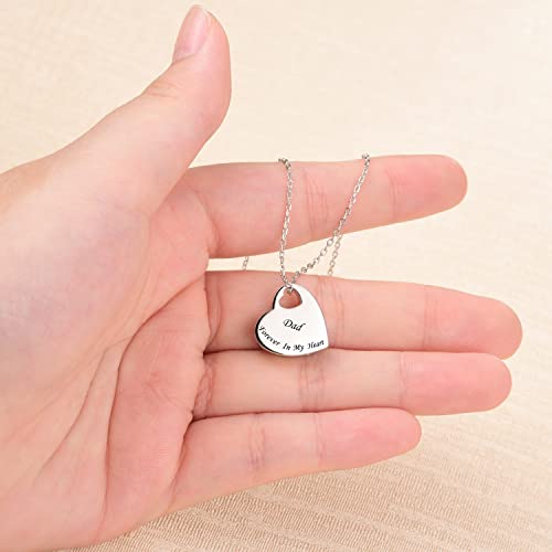 Jinlou Loved Ones Urn Pendant Necklace 925 Sterling Silver Keepsake Memorial Heart Cremation Jewelry for Women(Dad)