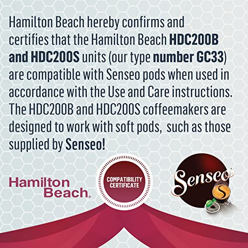 Senseo Hamilton Beach Commercial HDC200B Coffee Brewer 1 Cup Pod Coffeemaker and 64 Coffee Pods Medium Roast Classic, Black Single Hospitality 3-Minute Brew Time