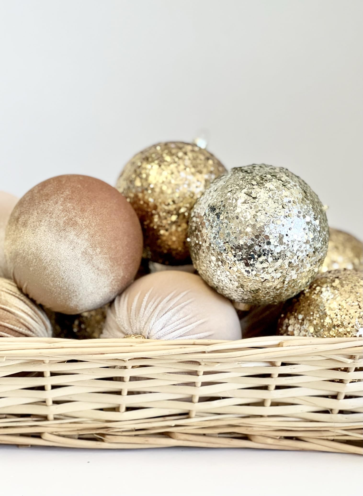 Gold Christmas Handmade Velvet Ornaments, Bulk Christmas Balls, Christmas Tree Bulbs, Glitter Christmas Decorations, Christmas Gift Idea, Set of 12