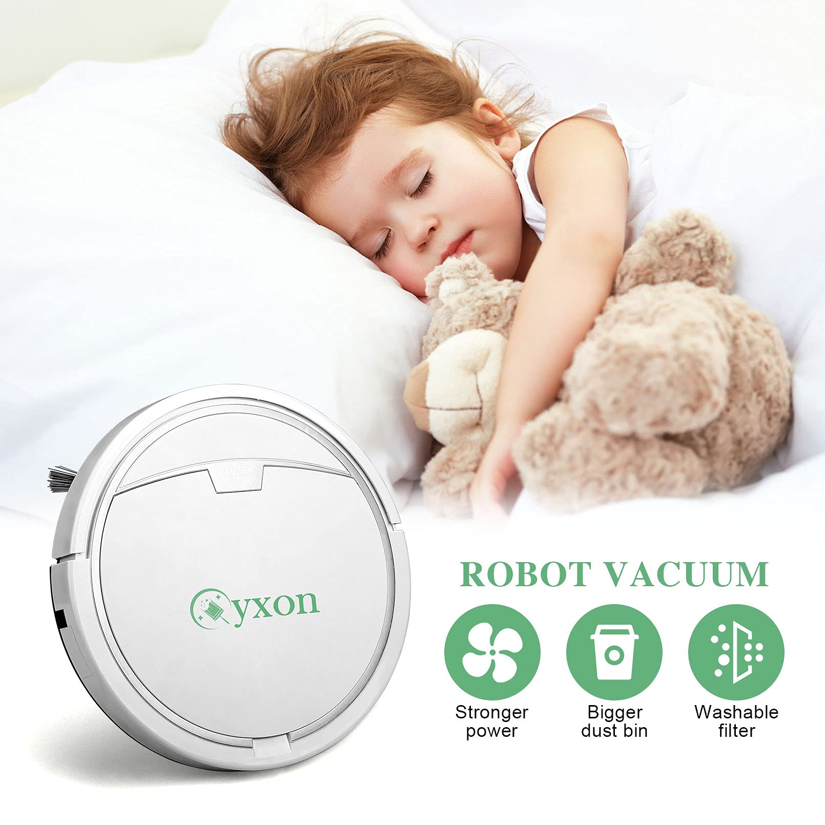 Holulo Robot Vacuum Cleaner,2800Pa Strong Suction RoboVac Moping Robot Fall Protection Sweeper W/ 6X mops for Pet Hair Wood Floor, Tile Floor, Carpet
