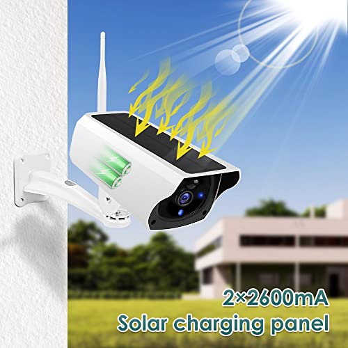 SEWMED 1080P HD Outdoor IP Wireless Security Bullet Camera with Solar Panel 4G/WiFi Home Security Protection Battery Power CCTV Surveillance Two Way Audio (WiFi+SD 64G)