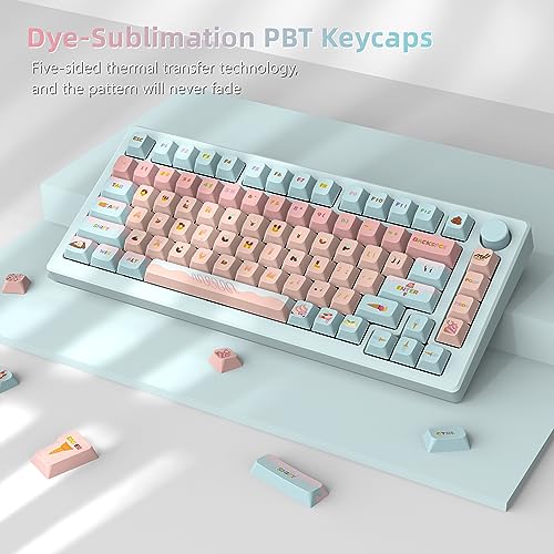 XVX PBT Keycaps Pink Cute Keycaps, 5-Side Dye-Sublimation Custom Keycaps Cherry Profile 144 Keys Keycaps Set for 61/64/68/84/87/100/104/108 Cherry MX Mechanical Keyboard