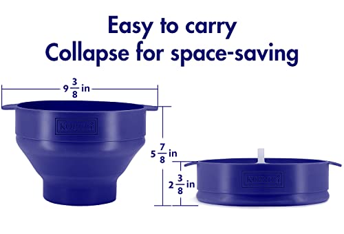 The Original Korcci Microwaveable Silicone Popcorn Popper, BPA Free Microwave Popcorn Popper, Collapsible Microwave Popcorn Maker Bowl, Dishwasher Safe - Blue