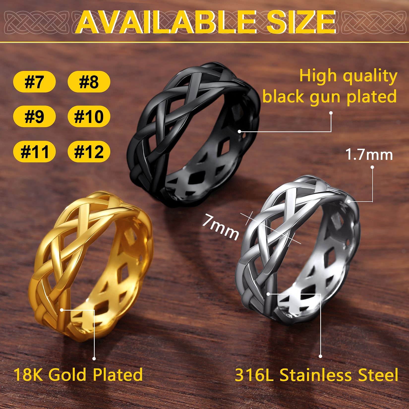Irish Celtic Ring Women Stainless Steel Friendship Endless Knot Ring