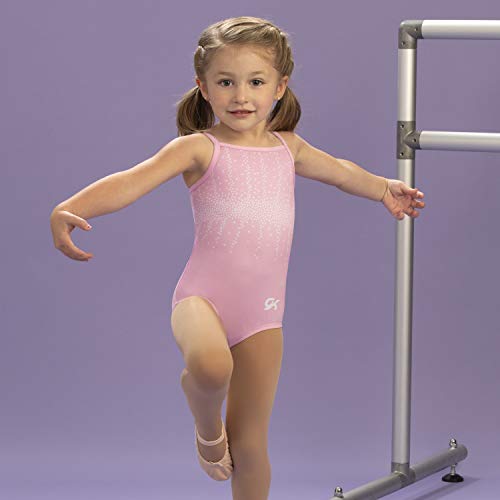 GK Stars Leotard Spaghetti Strap for Girls | Dance & Gymnastics (Pink, CL)