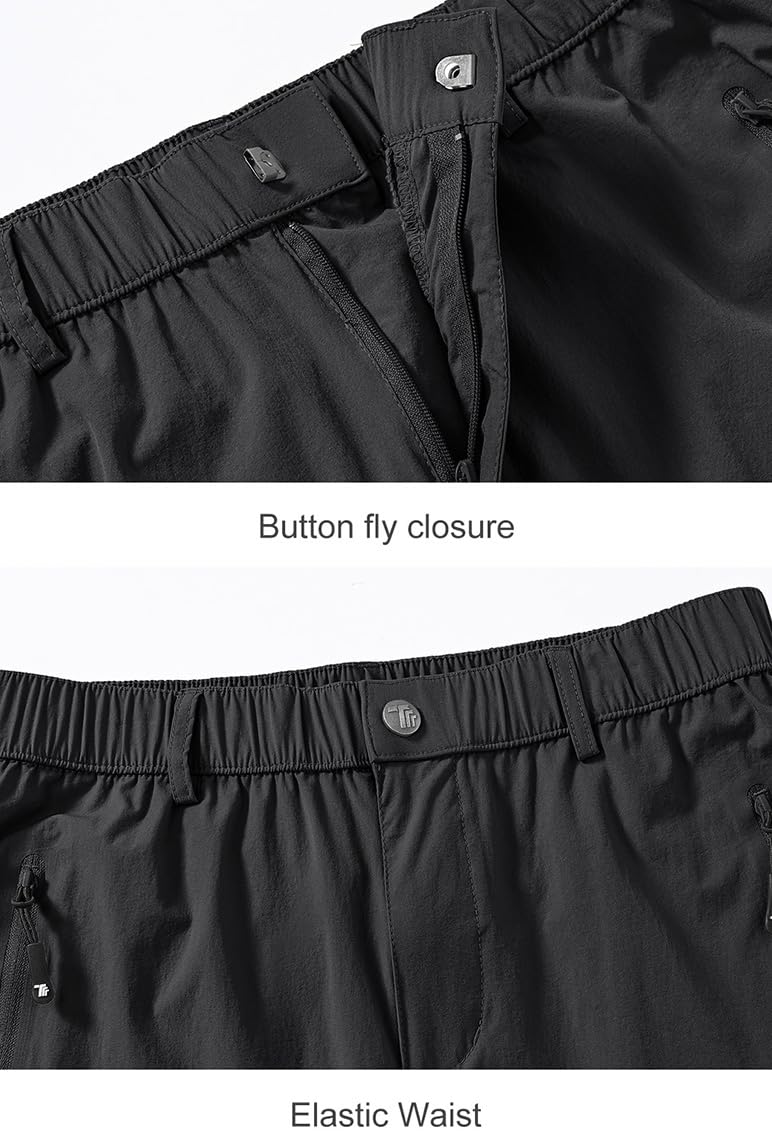 Gopune Women's Hiking Pants Lightweight Quick Dry Water Resistant Elastic Waist Workout Travel Athletic Joggers (Black,S)