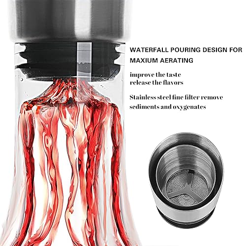 Wine Decanter, Built-in Aerator Pourer, Wine Carafe Red Wine Decanter,100% Lead-free Crystal Glass Wine Aerator, Wine Decanter with Cork Stopper, Wine Gift, Wine Accessories, 50 oz Capacity