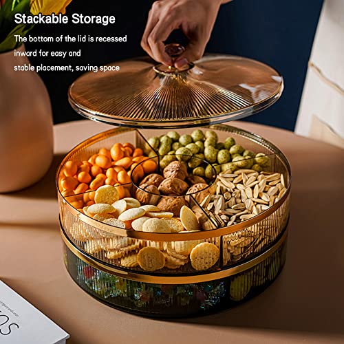 Snack Serving Tray,Large Capacity Stackable Snack Tray,Divided Serving Tray with lid,Household Divided Serving Tray,Fruit Platter Tray for Parties,Suitable for Cookies,Nuts,Candies