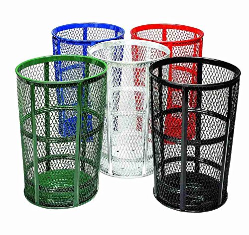 Witt Industries EXP-52BL Steel 48-Gallon Outdoor Waste Receptacle, Round, 23" Diameter x 33" Height, Blue