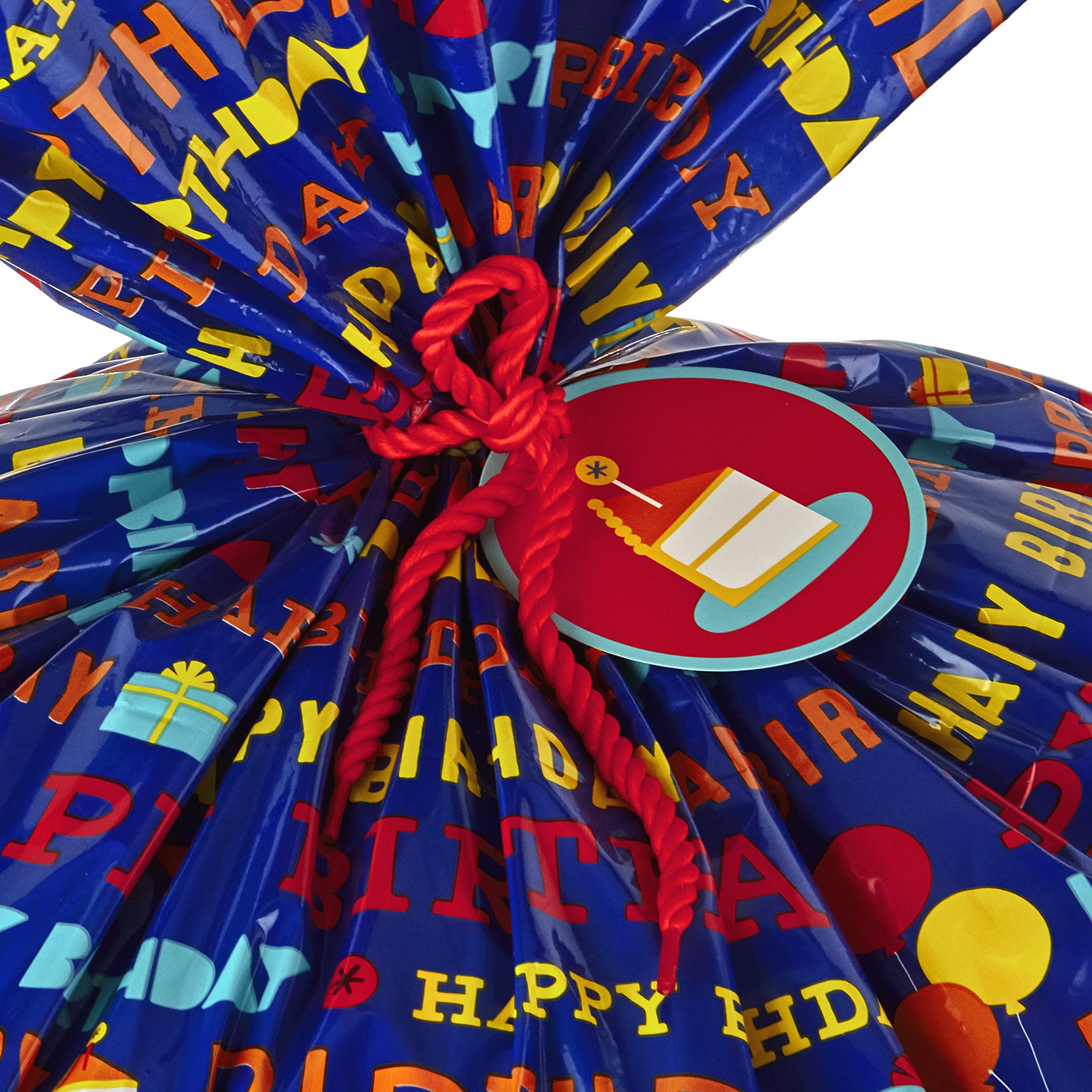 Hallmark 56" Large Plastic Gift Bag (Blue Happy Birthday) for Birthdays, Kids Parties and More