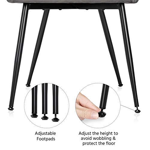 Yaheetech 4pcs Dining Chairs Counter Lounge Armrest Chairs Velvet Modern Chairs With Backrest and Upholstered Seat for Home Kitchen and Restaurant, Grey