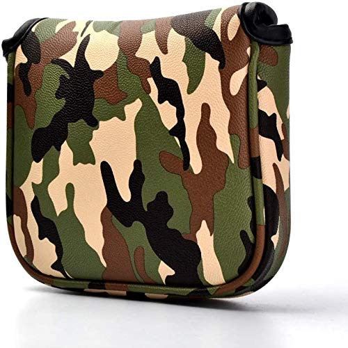 GOOACTION Camo Square Golf Club Heel Shafted Mallet Putter Cover Magnetic Closure Design Camouflage Green Creative Pattern Leather Putters Headcover