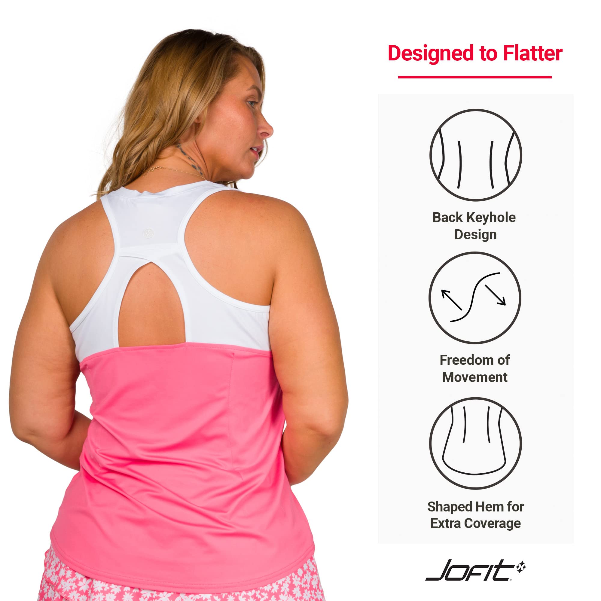 Jofit Apparel Women’s Athletic Clothing Breakpoint Tank for Golf & Tennis, Size Large, Salmon