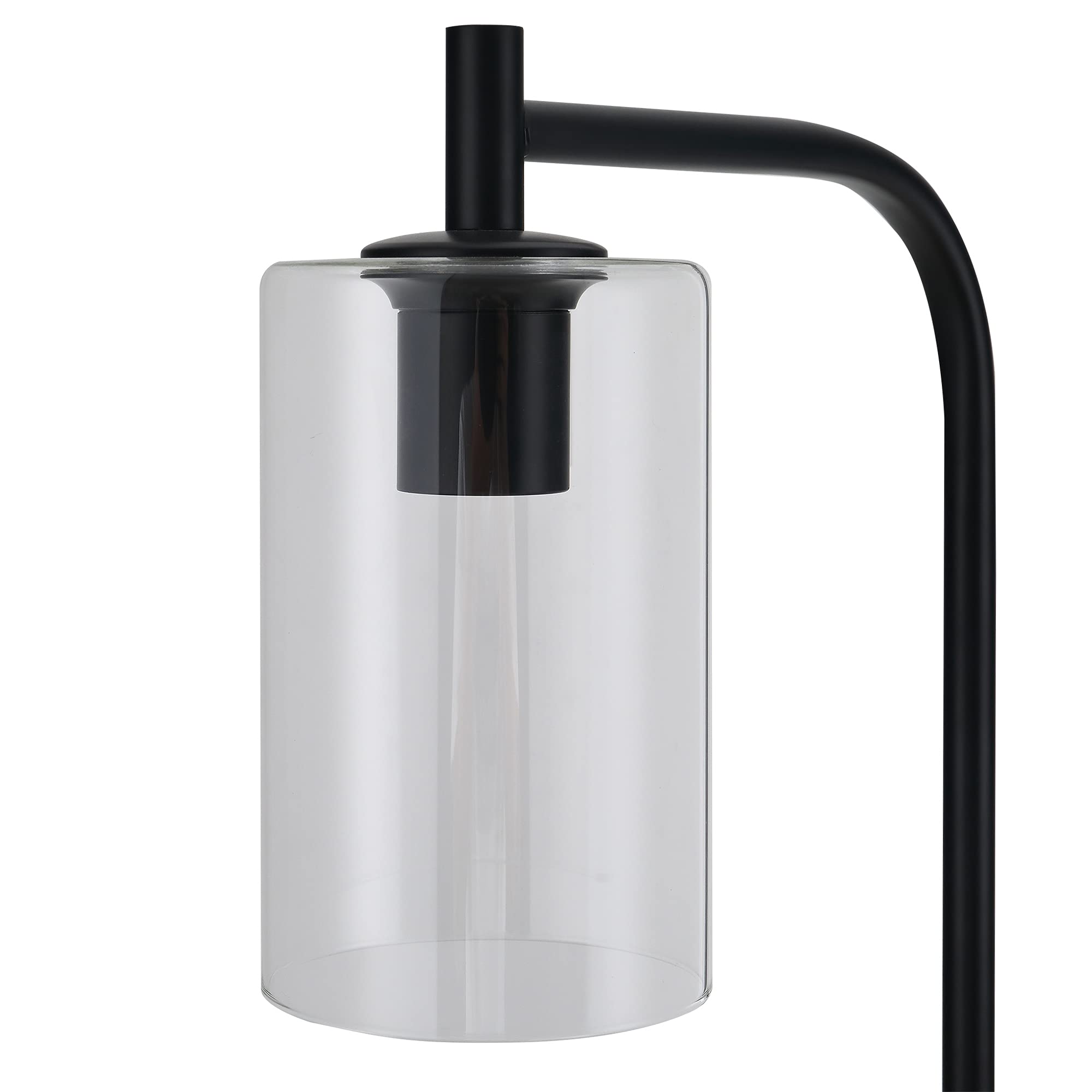 HOMCOM Modern Stylish Tall Pole Floor Lamp, Land Light with Metal Base, Cylindrical Shaped Glass Shade, Black