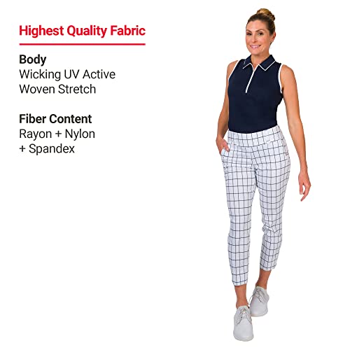 Jofit Apparel Women's Athletic Clothing Slimmer Crop Pant for Golf & Tennis, Size Large, Window Pane
