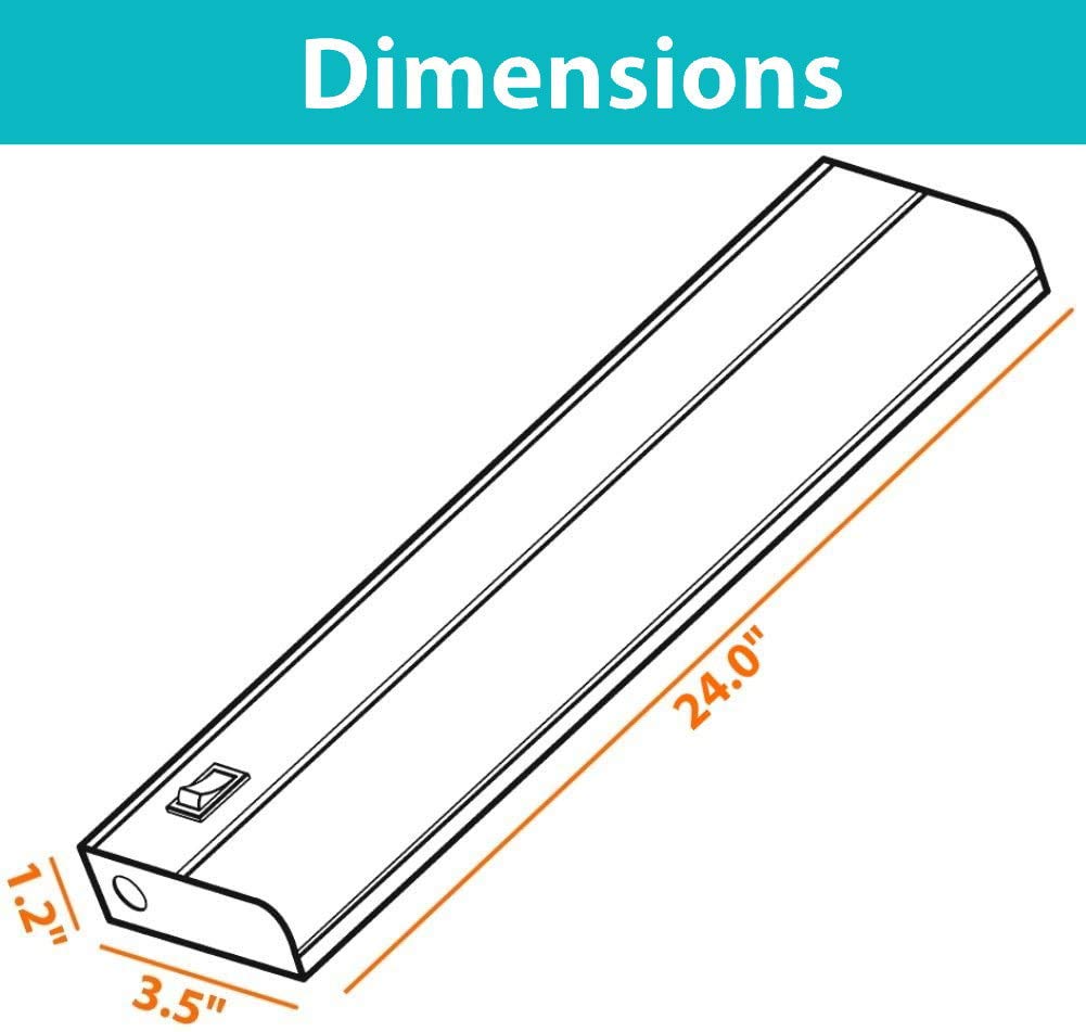 Hardwired LED Under Cabinet Task Lighting - 16 Watt, 24", Dimmable, CRI>90, 3000K (Warm White), Bronze, Wide Body, Long Lasting Metal Base with Frost Lens